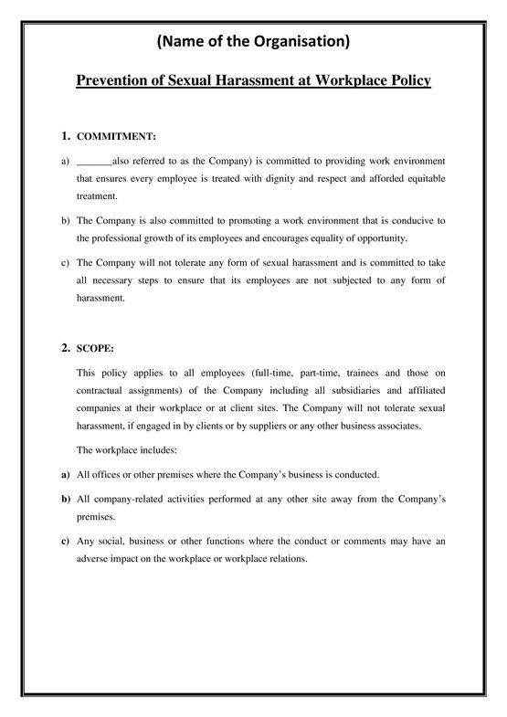 POSH Policy Template Download Free Format PDF Word