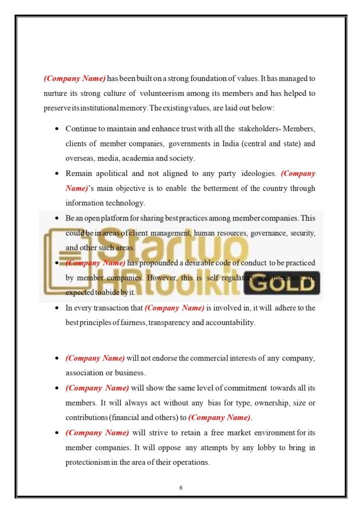 Gold Sample Documents - StartupHR Toolkit