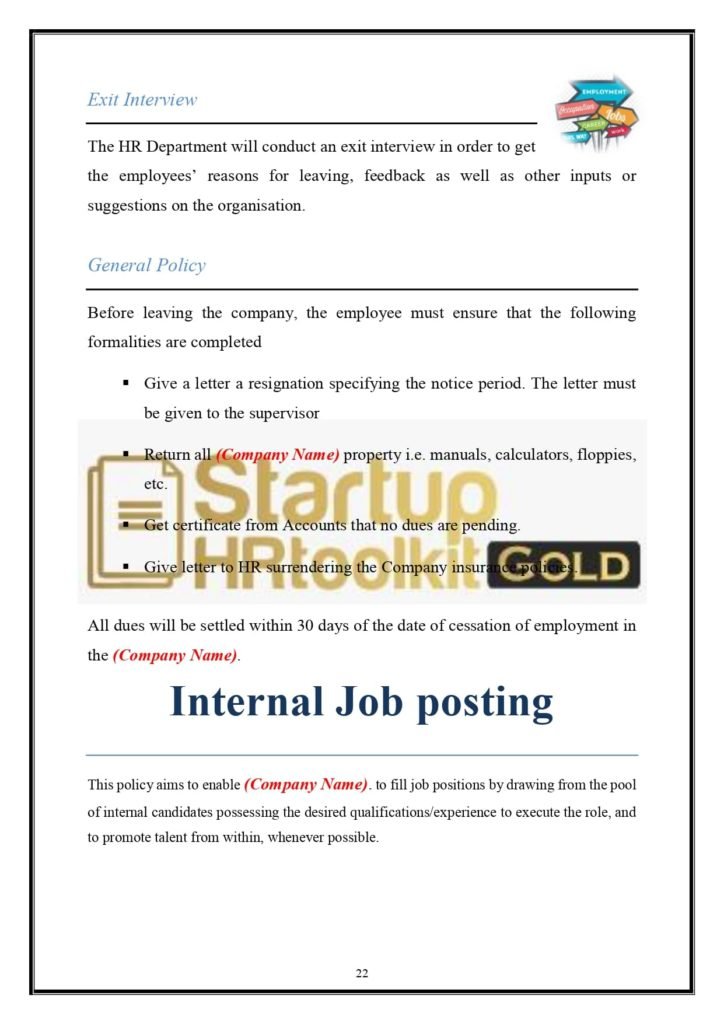 Gold Sample Documents - StartupHR Toolkit