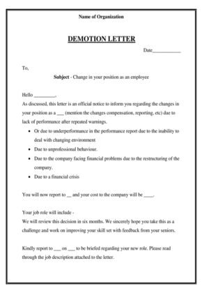 Demotion Letter Template - Download Format - Word | PDF