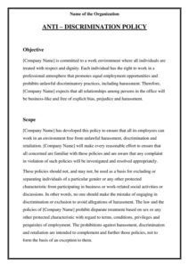 Non Discrimination Policy: Download Template | PDF | Word