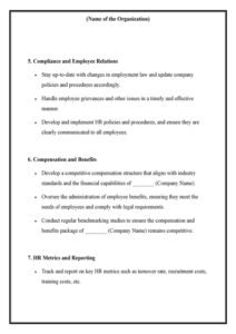 KRA For HR Managers - Download Sample - Word | PDF
